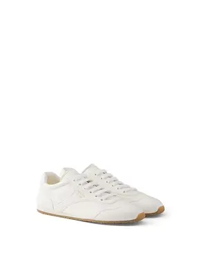 Prada Nappa Leather Lace Up Sneakers - Neutral