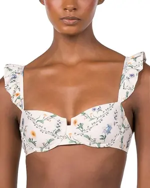 Agua Bendita Kiwi Brisa Ruffled Bikini Top - Multicolor