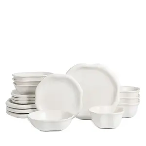 MOMENI Amorphous Stoneware 16 Piece Dinnerware Set - White