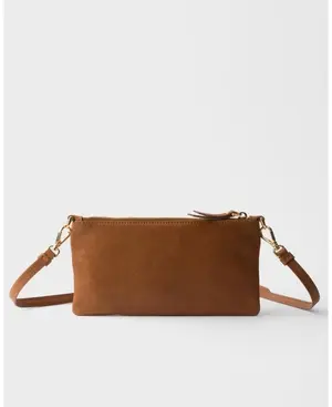 Prada Printed Saffiano Leather Wallet With Shoulder Strap