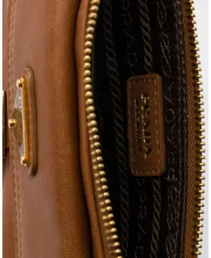 Prada Printed Saffiano Leather Wallet With Shoulder Strap