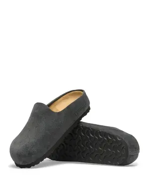 BIRKENSTOCK Amsterdam Suede Clogs - Charcoal