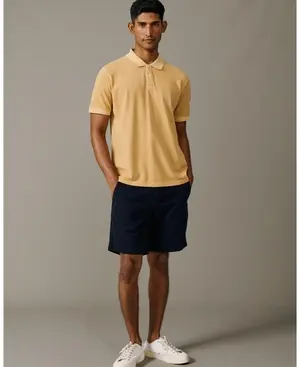 Aubin Lusby Short Sleeve Pique Polo Shirt - Lemon
