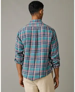 Aubin Croyland Madras Button-down Linen Shirt - Green Check
