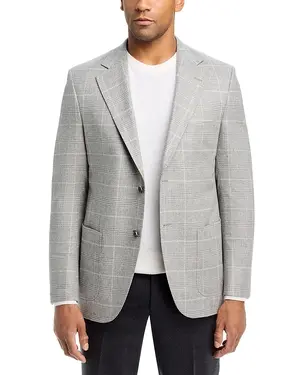 Peter Millar Tailored Fit Wool & Cashmere Plaid Soft Jacket - Light Grey