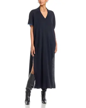Fabiana Filippi Abito Caftano In Filato Embroidered Dress - Navy