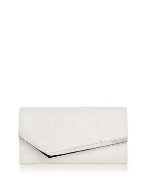 JIMMY CHOO Emmie Glitter Clutch - Ivory/silver