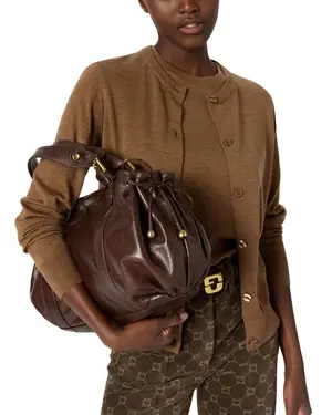 Gerard Darel 24h Large Leather Handbag - Brown