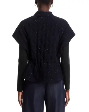 Fabiana Filippi Diamond Quilted Sequin Platinum Oversize Vest