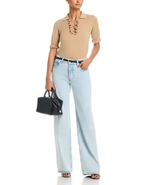 Fabiana Filippi Silk & Cotton Ruffled Polo Top
