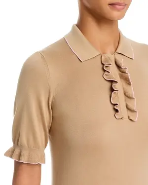 Fabiana Filippi Silk & Cotton Ruffled Polo Top