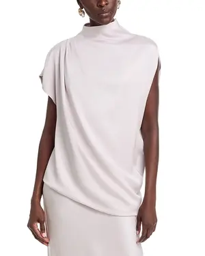 Fabiana Filippi Sleeveless Draped Satin Top - Stone