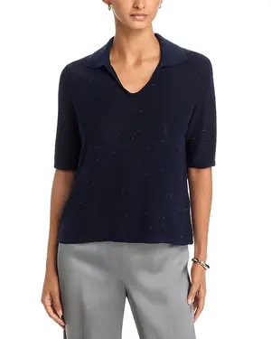 Fabiana Filippi Embellished Johnny Collar Sweater - Navy