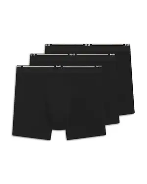 BOSS Logo Stripe Boxer Briefs, Pack Of 3 - Black