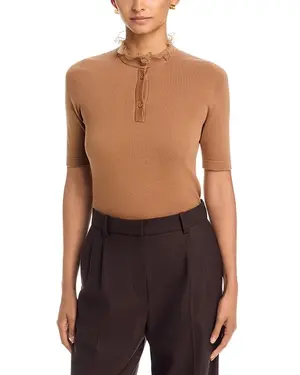 Fabiana Filippi Cotton Knit Sweater With Ruffled Neckline