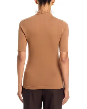 Fabiana Filippi Cotton Knit Sweater With Ruffled Neckline