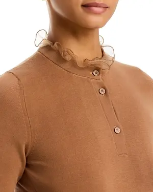 Fabiana Filippi Cotton Knit Sweater With Ruffled Neckline