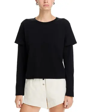 LESET Margo Layered Long Sleeve Top Black