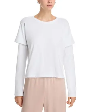 LESET Margo Layered Long Sleeve Top - White