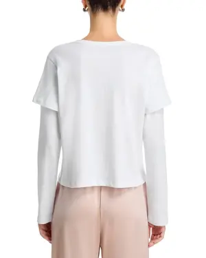 LESET Margo Layered Long Sleeve Top - White