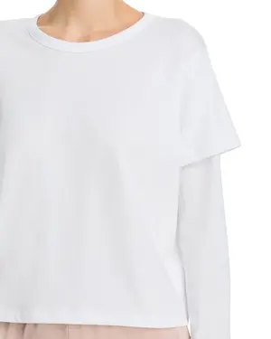 LESET Margo Layered Long Sleeve Top - White