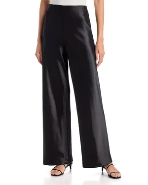 Aqua Satin Bias Cut Pants - Exclusive Black