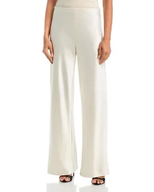 Aqua Satin Bias Cut Pants - Ivory