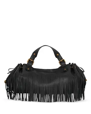 Gerard Darel 24h Fringes Leather Handbag - Black