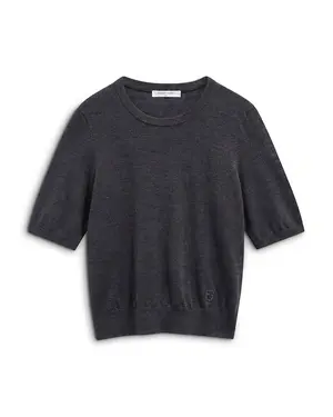 Gerard Darel Reine Short Sleeve Merino Wool Sweater - Charcoal