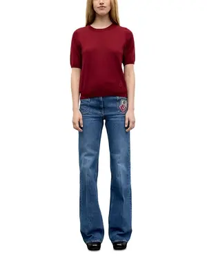 Gerard Darel Reine Short Sleeve Merino Wool Sweater - Red