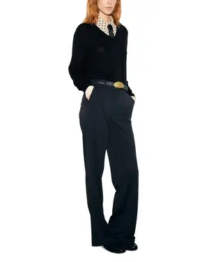 Gerard Darel Rachel Merino Wool V Neck Sweater - Black