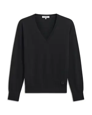 Gerard Darel Rachel Merino Wool V Neck Sweater - Black