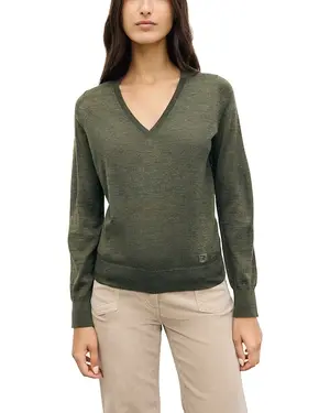Gerard Darel Merino Wool V-neck Sweater - Green