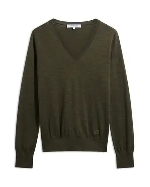 Gerard Darel Merino Wool V-neck Sweater - Green