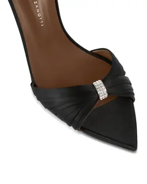 GIUSEPPE ZANOTTI Black Satin Slide Sandals With Crystal Embellishment - Nero