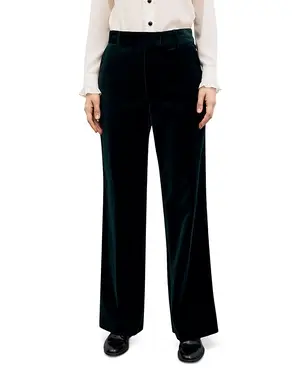 Gerard Darel Mya Velvet Wide Leg Pants - Green