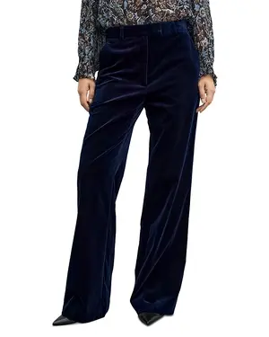 Gerard Darel Mya Velvet Wide Leg Pants - Navy