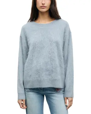 Gerard Darel Rida Brushed Cashmere Crewneck Sweater - Blue