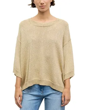 Gerard Darel Roella Metallic Three Quarter Sleeve Sweater - Gold