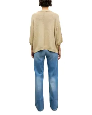 Gerard Darel Roella Metallic Three Quarter Sleeve Sweater - Gold