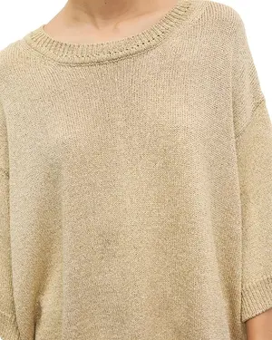Gerard Darel Roella Metallic Three Quarter Sleeve Sweater - Gold