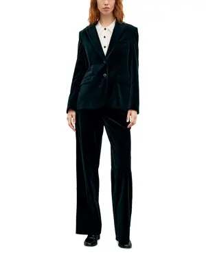 Gerard Darel Jyna Velvet Two Button Notch Collar Jacket - Green
