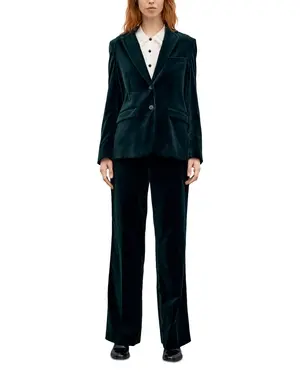 Gerard Darel Jyna Velvet Two Button Notch Collar Jacket - Green