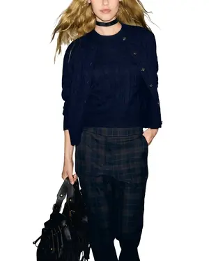Gerard Darel Raiza Cable Knit Button Front Cardigan