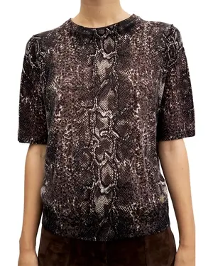 Gerard Darel Rosa Wool Printed Short Sleeve Sweater