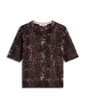 Gerard Darel Rosa Wool Printed Short Sleeve Sweater