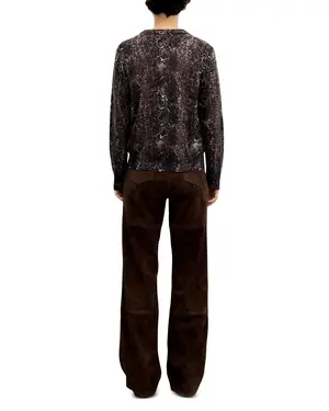 Gerard Darel Rouba Printed Wool Button-front Sweater