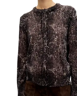 Gerard Darel Rouba Printed Wool Button-front Sweater