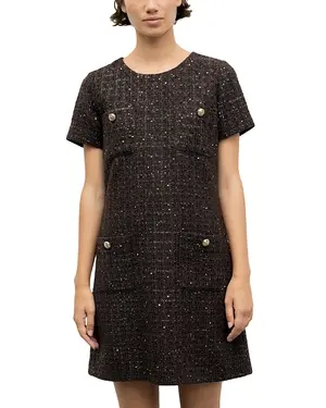 Gerard Darel Coni Tweed Mini Dress - Brown