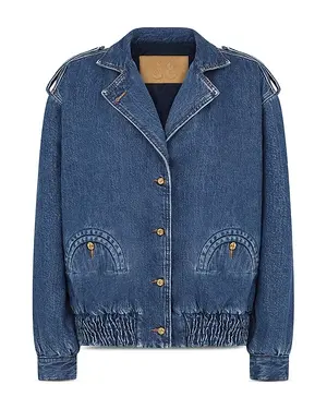 BLAZÉ MILANO Charlie Cotton Denim Bomber Jacket - Sapphire
